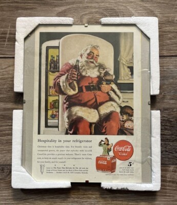 FRAMED 1947 Coke Coca-Cola & SANTA CLAUS ORIGINAL PRINT AD CHRISTMAS ...