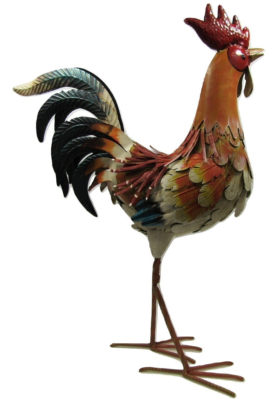 Country Rustic 24" Tall Colored Metal Rooster Chicken Yard Garden Art ...
