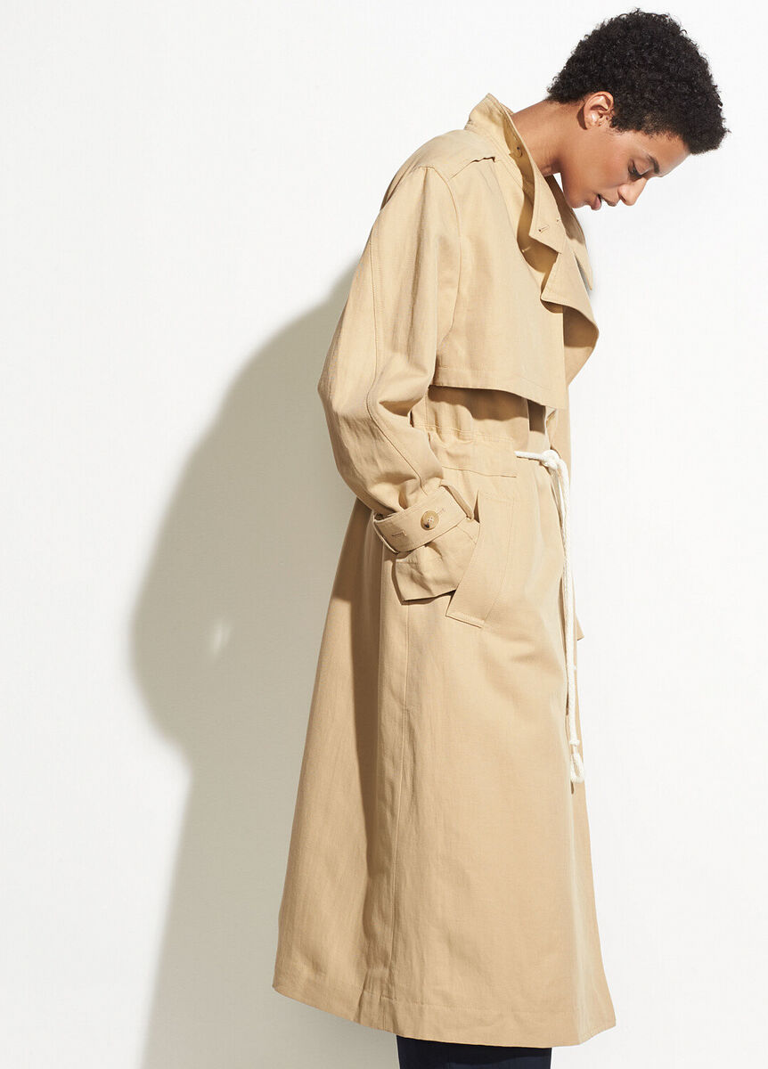 W221 NWT VINCE LONG LINEN WOMEN TRENCH COAT SIZE XS, S in W221 NWT VINCE LONG LINEN WOMEN TRENCH COAT SIZE XS, S in