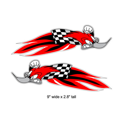 Honda Woody Woodpecker Decals 9" moto decals r/w/blk CR CRF XR HRC TRX ...