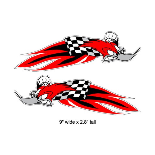 Honda Woody Woodpecker Decals 9" moto decals r/w/blk CR CRF XR HRC TRX ...