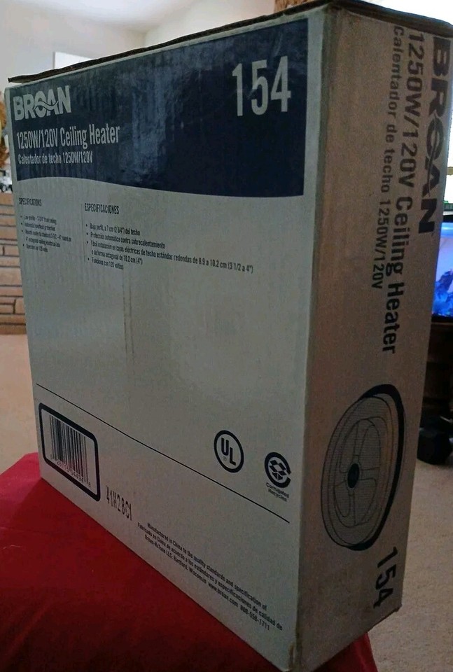 Broan 154 Aluminum Radiant Heater With Long Life Element & Built-In Fan ...