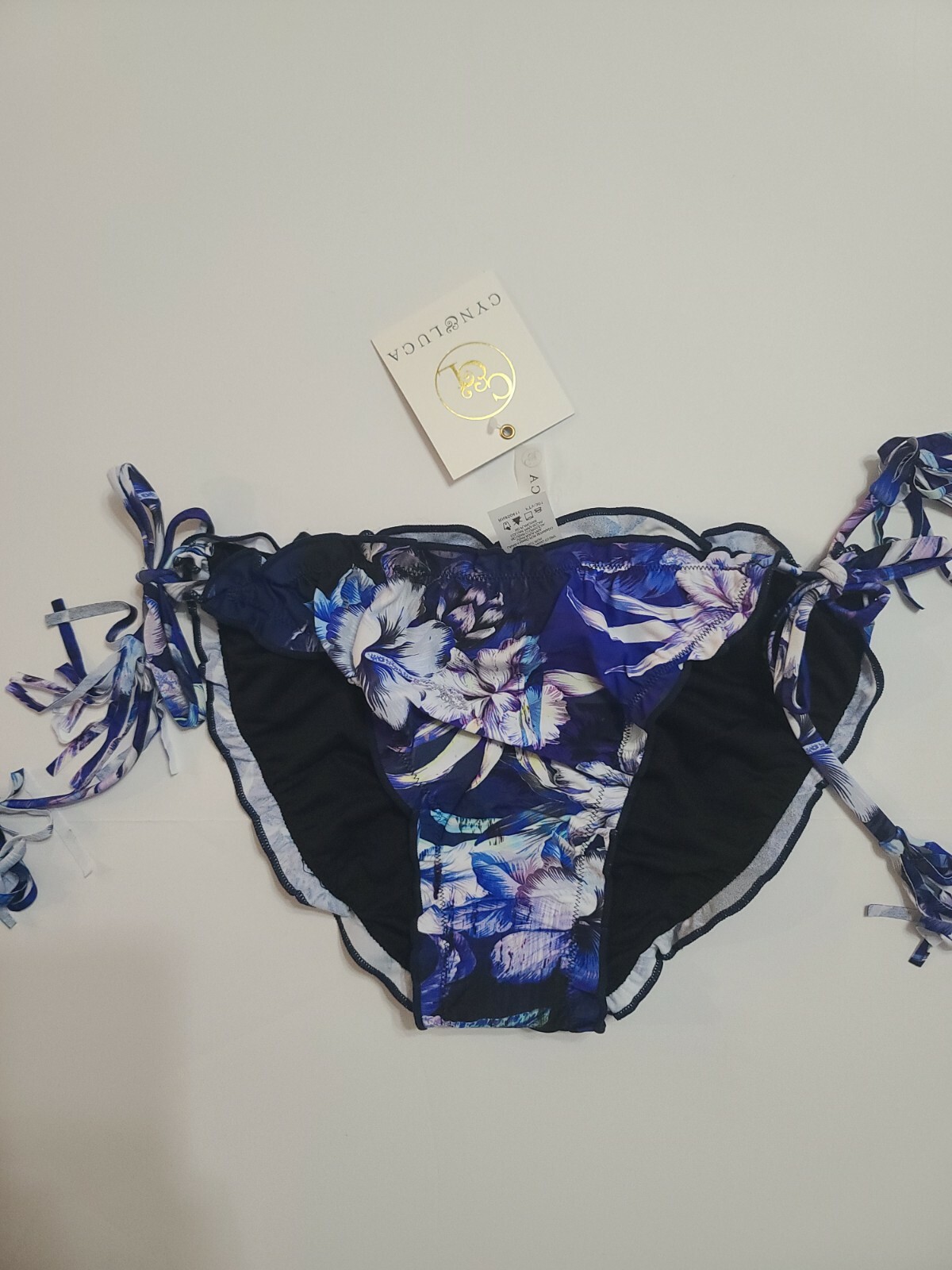 Womens Cyn & Luca Hibiscus Haven Bikini Bottom With Self Tie Straps ...