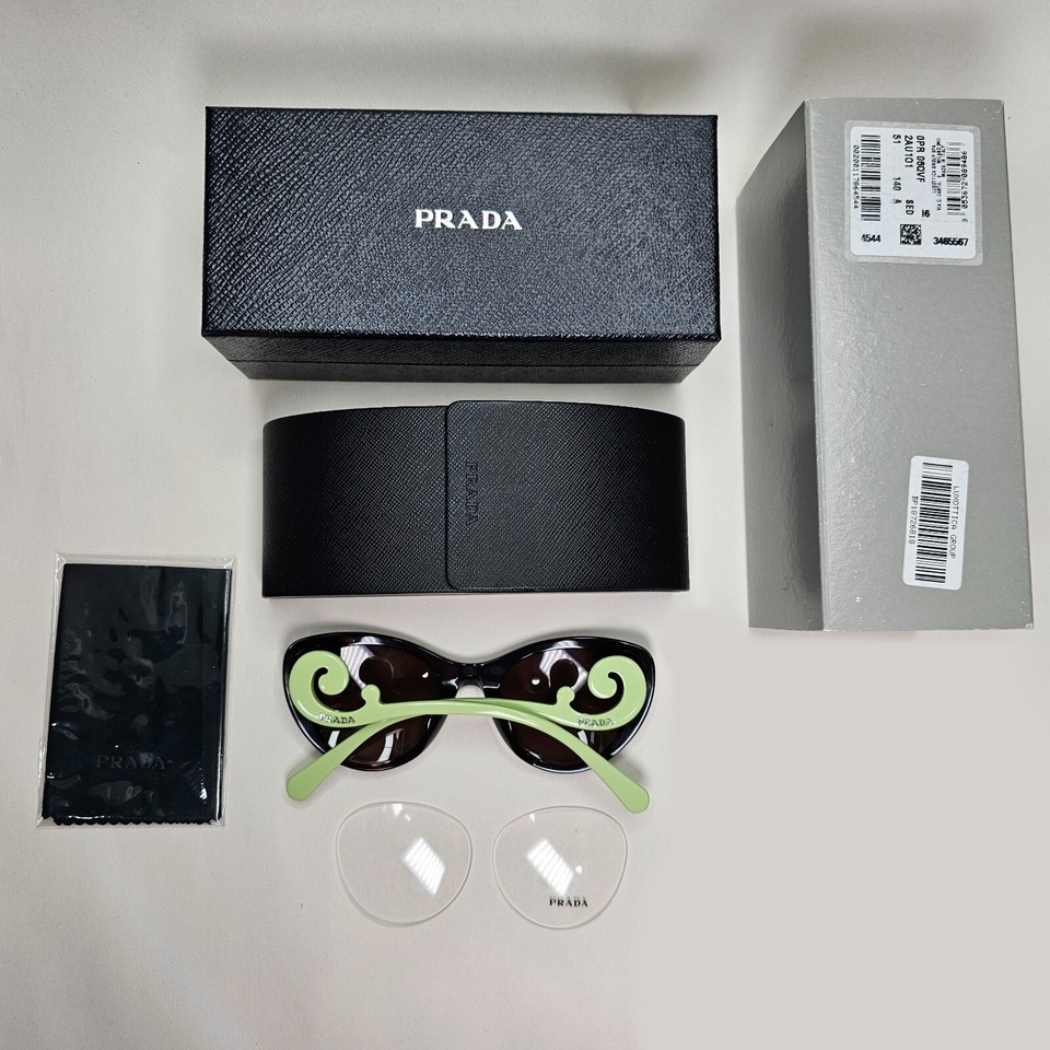 Prada Sunglasses Baroque Swirl Brown Green Cat Eye PR06QV-F VPR 06Q-F ...