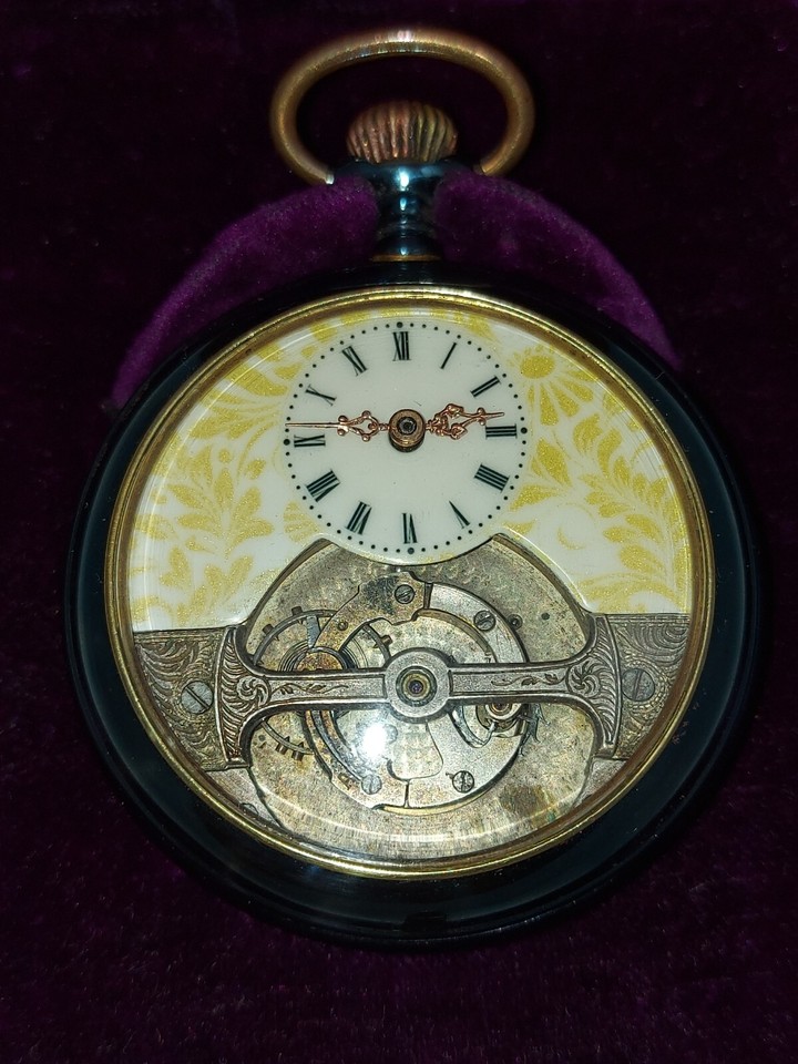 Antique Mobilis One-Minute Tourbillon Gun Metal Openface Pocket Watch ...