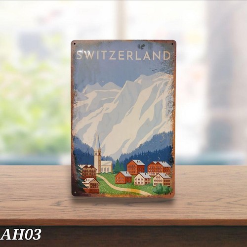 Vintage Swiss Landscape Tin Sign Wall Decor Antique Style 30x20cm | eBay