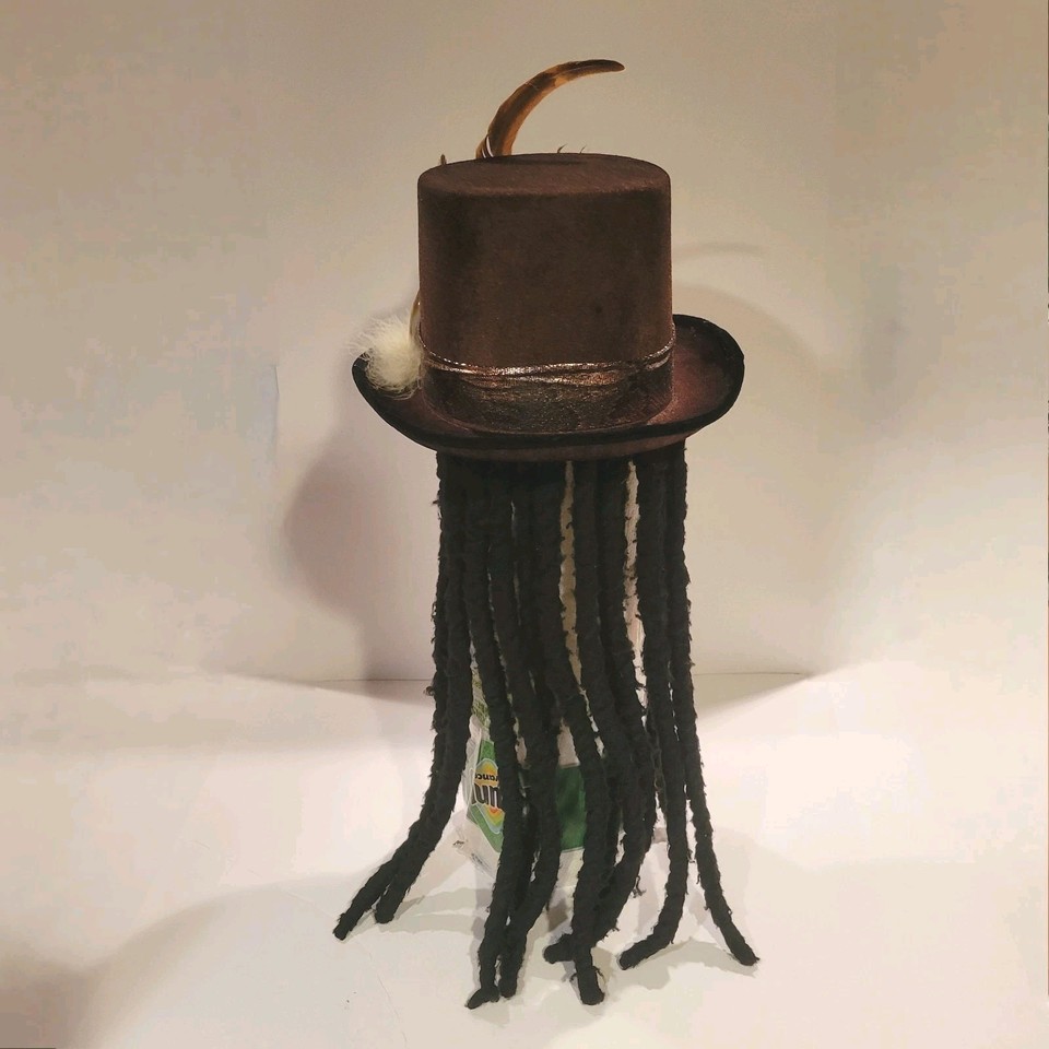 Witch Doctor Top Hat w Bones, Dreadlocks - VooDoo Costume - Halloween ...