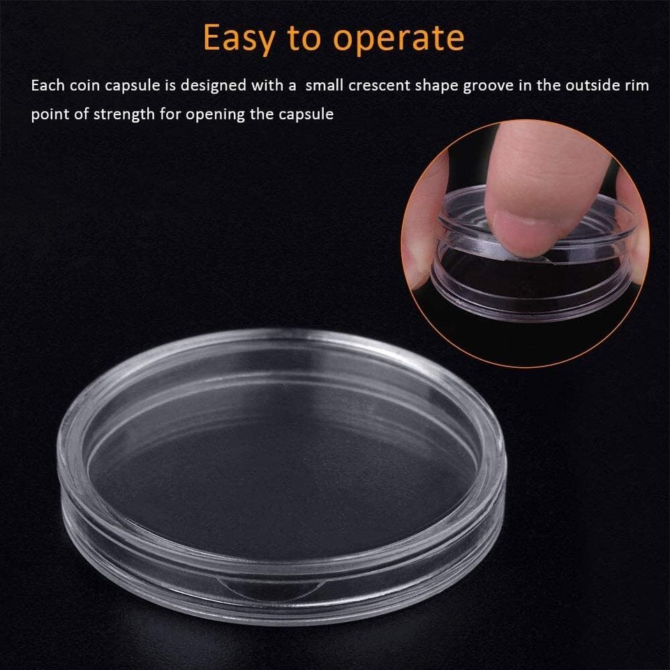 100Pcs 39mm Coin Capsule Holder Clear Storage For 1 oz Silver & Copper ...