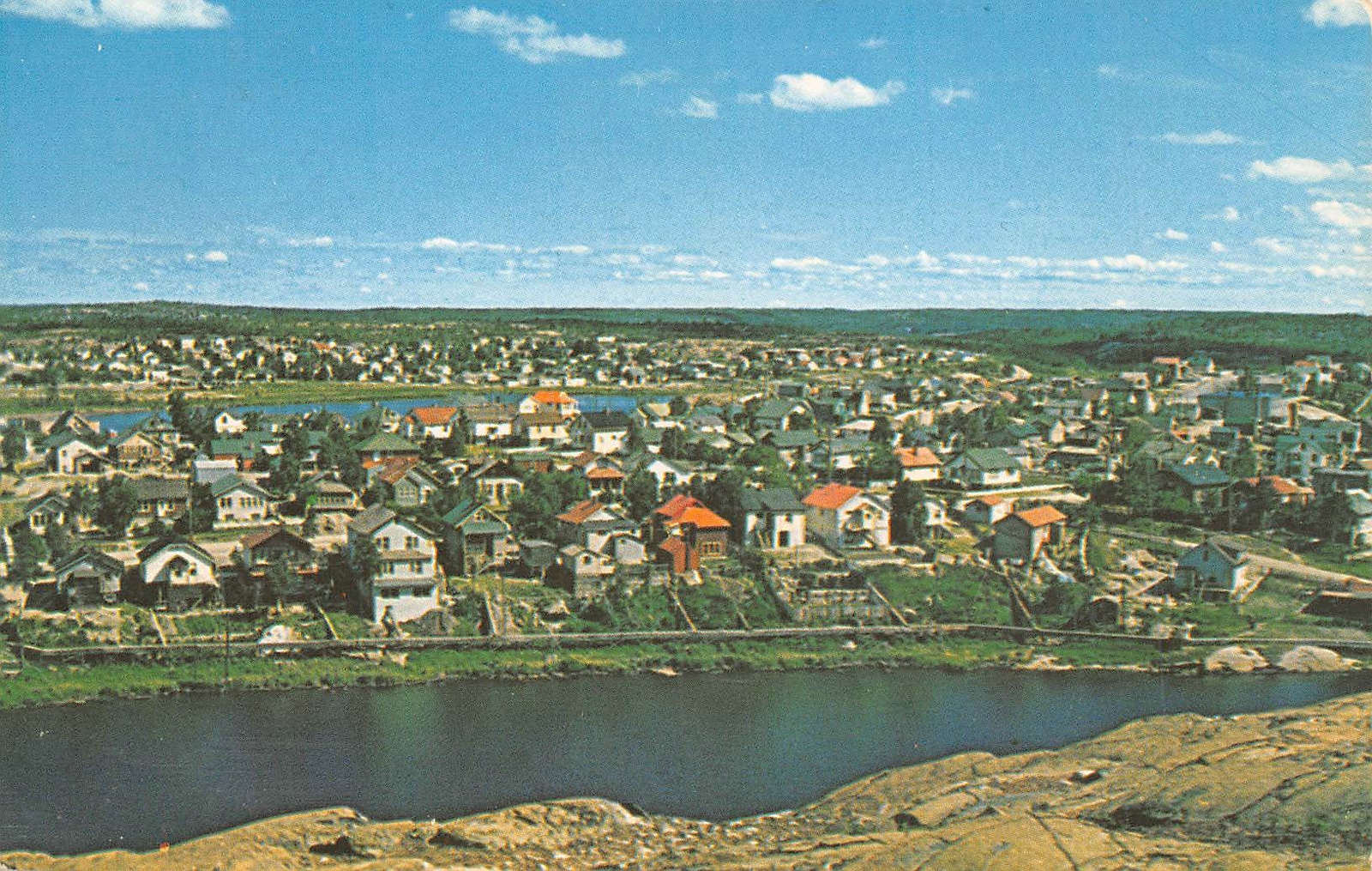 FLIN FLON Manitoba Canada postcard aerial view of town 1959 | eBay