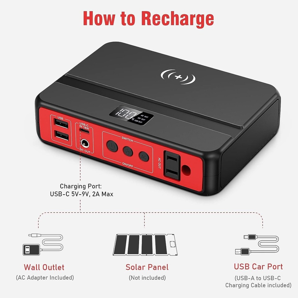 Open Box Portable Power Bank with AC Outlet, 83Wh/22500mAh 110V/85W ...