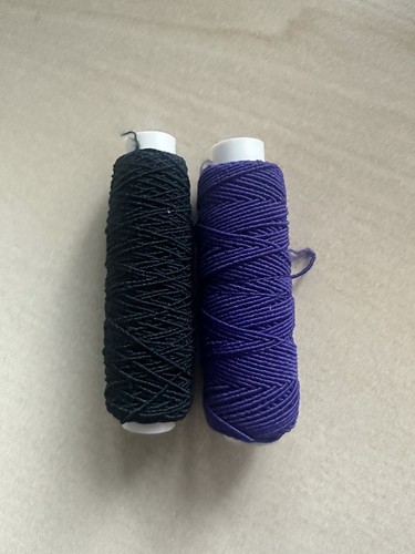 BLACK and lilac , hot pink or purple SHIRRING ELASTIC, 20 METRE SPOOLS ...