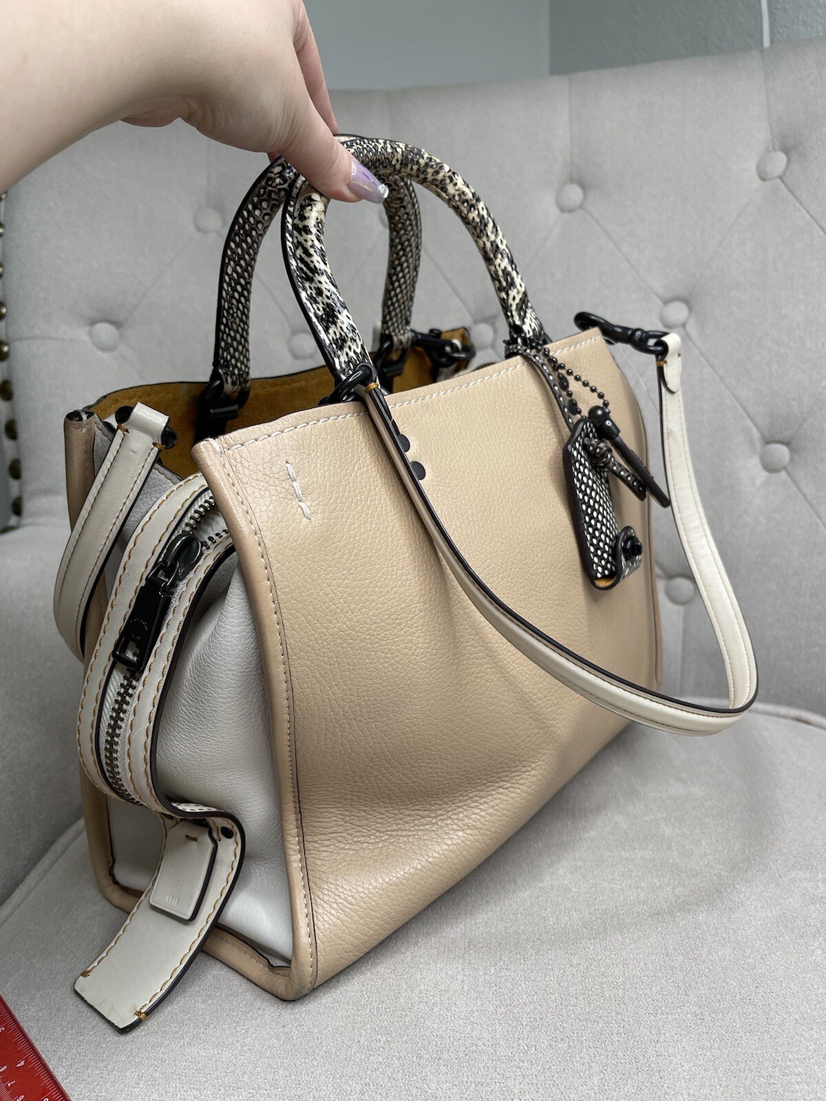 COACH ROGUE Colorblock Snakeskin Detail SATCHEL Bag T… - Gem