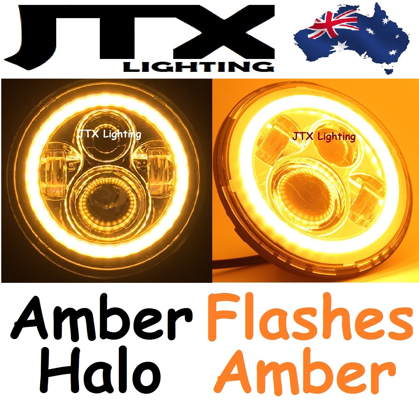 JTX LED Headlights AMBER Halo Flashes AMBER for Nissan Patrol GQ Ford ...