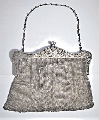 Edwardian Sterling Silver Mesh Ornate Bag Orig Coin Purse Carter, Hale ...