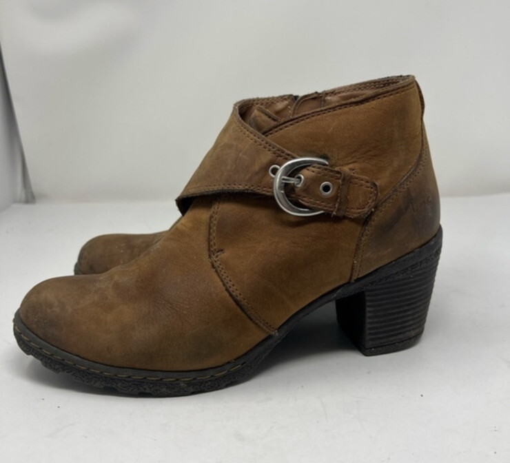 BOC Born Boots Leather buckle ankle booties Heel size 8 | eBay