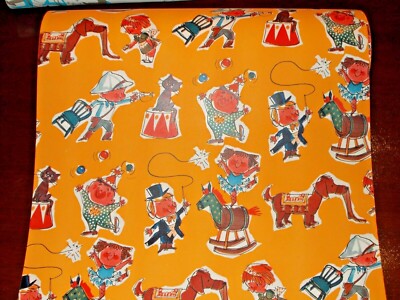VTG STORE WRAPPING PAPER 2 YARDS GIFT WRAP CHILDREN'S CIRCUS | eBay