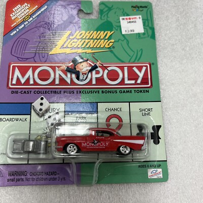 Johnny Lightning, Monopoly,Red '57 Chevy Bel-Air, Diecast Car,W/Car ...