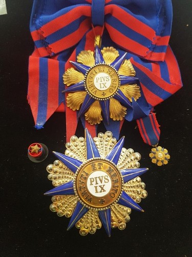 Vatican Medal Order of Pius Grand Cross Set with Sash/Miniature/Laple ...