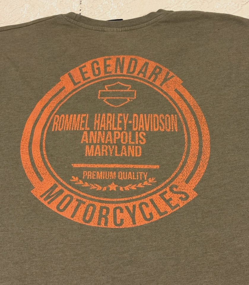 Harley Davidson Rommel HD Annapolis Mens Sz XXL Green Graphic Long ...