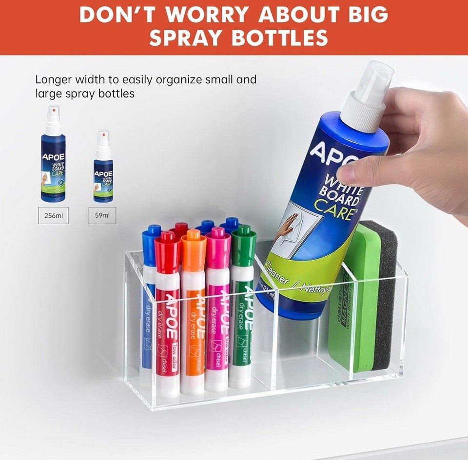Magnetic Dry Erase Marker Holder, Acrylic Magnet Pen Holder for ...