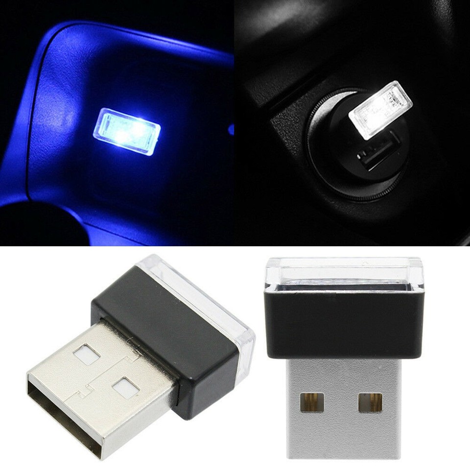 1PC USB Mini LED Car Light Neon Ambient Atmosphere Bright Lamp Light ...