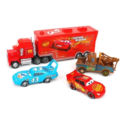 4PCS Disney Pixar Cars 3 King Mater McQueen Mack Hauler Truck &Car Toys ...