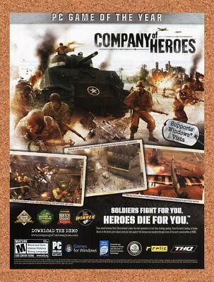 Company Of Heroes PC Original 2008 Ad Authentic THQ Video Game WWI RTS ...