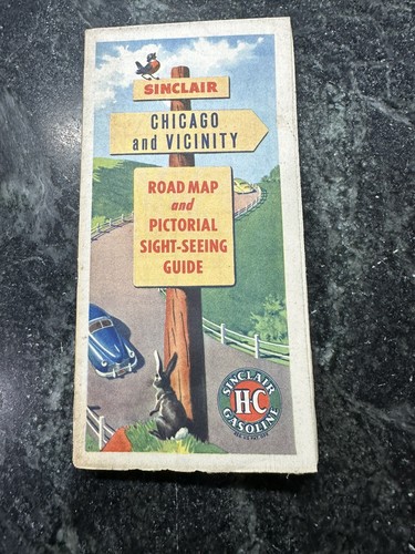 1949 Sinclair Chicago Metro Area Vintage Road Map | eBay