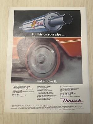 Vintage 1968 Thrush Muffler Exhaust Print Ad 8.5” X 11” Hot Rod | eBay