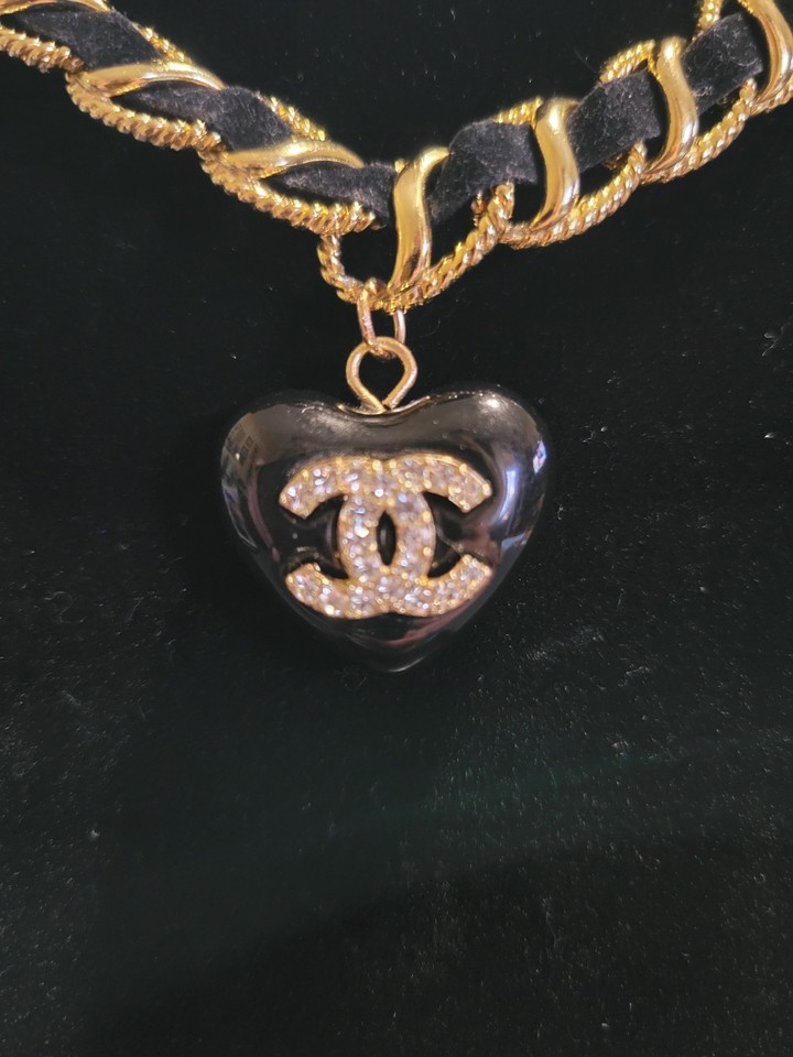 Upcycled Chanel Zipper Pull Charm Black Woven Gold Tone Adjustable 18 ...