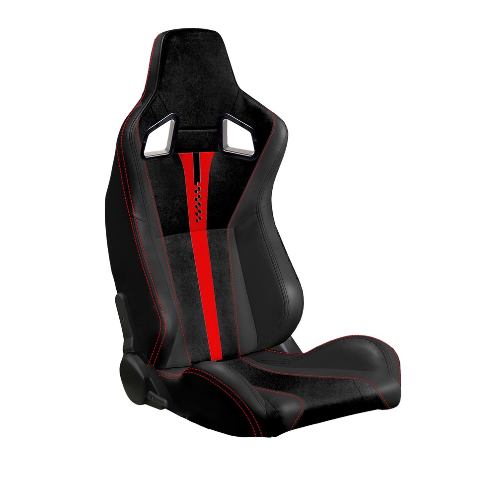 2PCS Universal Racing Seats w/Dual Lock Sliders,PVC Leather Bucket for ...