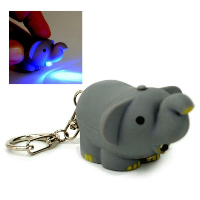 LED Elephant Keychain With Light Sound Cute Circus Animal Noise Key ...
