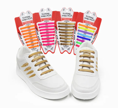 Elastic No Tie Shoe Laces Silicone Rubber shoelaces for trainers ...