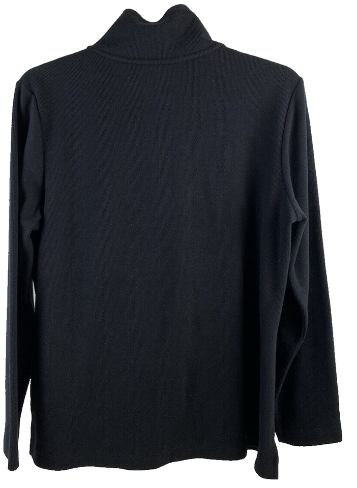 karen scott sport women's black long sleeve quarter zipper knit sweater ...