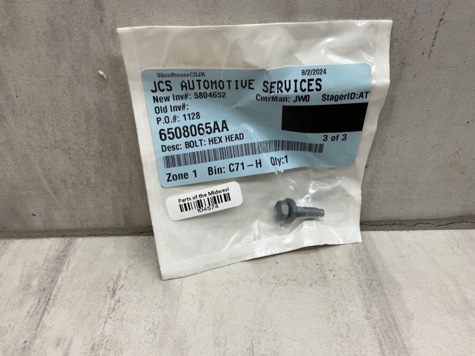 Genuine Mopar Hex Head Bolt And Coned Washer Mounting (QTY 1) 6508065AA ...