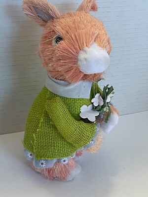 Girl Country Cottage Rustic Farmhouse Burlap Sisal Bunny /Pig Easter ...