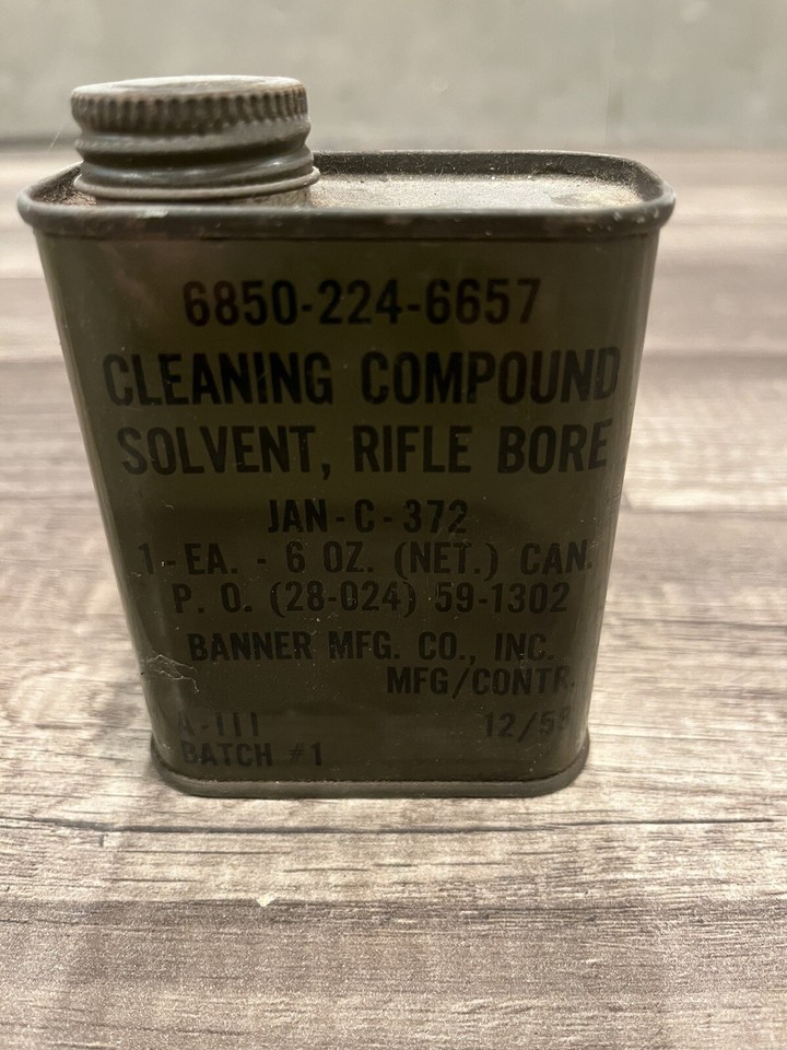 Vintage Military Cleaning Compound Solvent, Rifle Bore Can | eBay