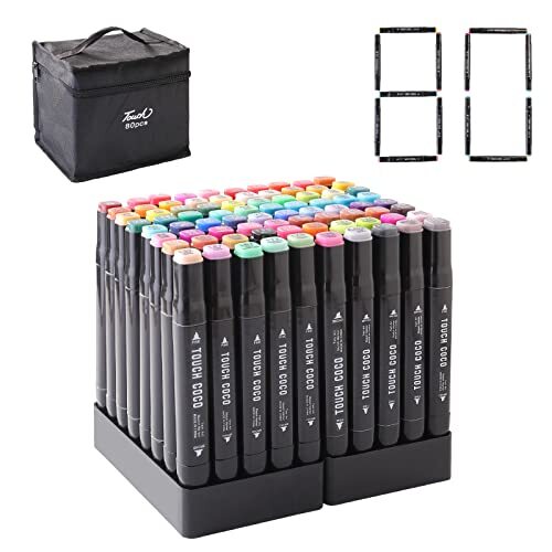 Alcohol Markers 80 Colors Dual Tip Permanent Art Markers Set with Base ...