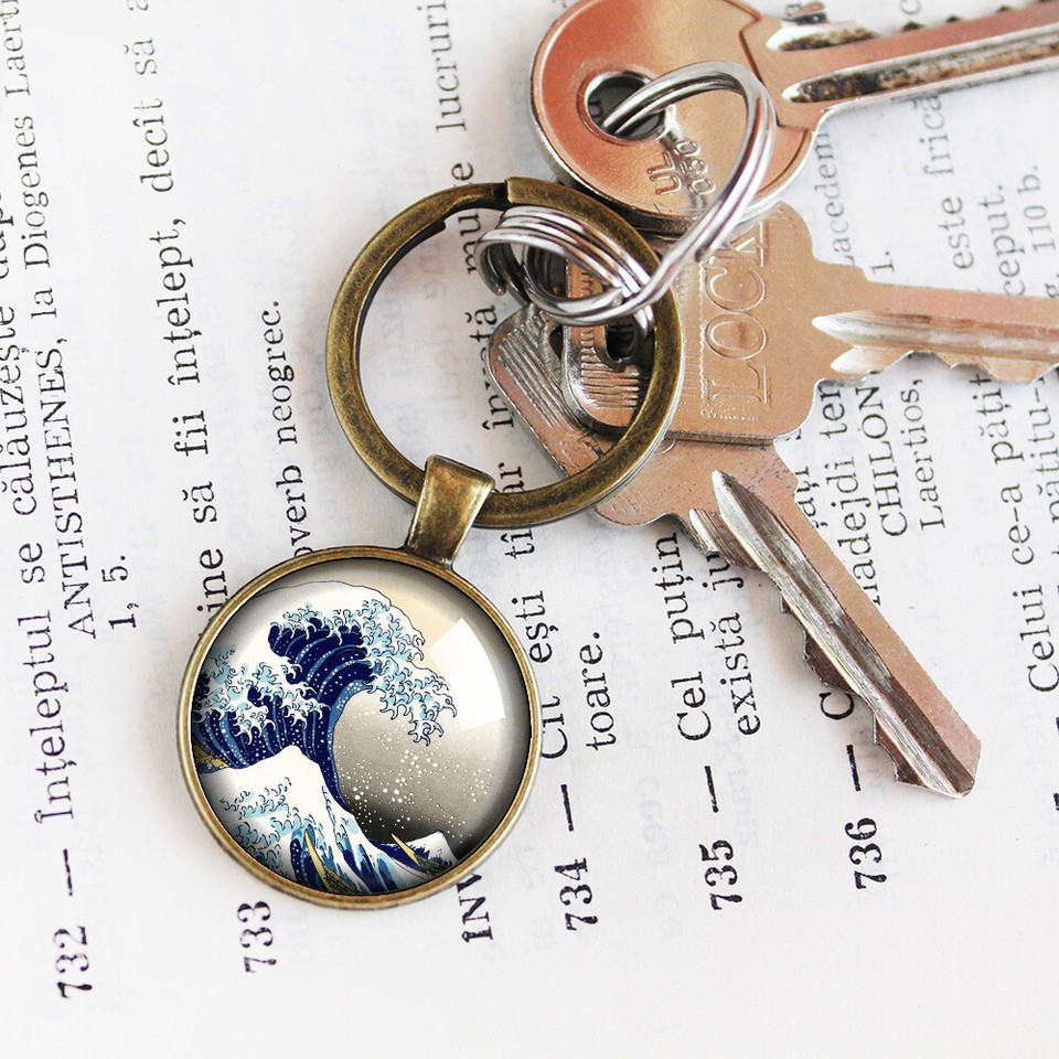 The Great Wave off Kanagawa by Hokusai Key Ring, Japan Keyring Japanese ...