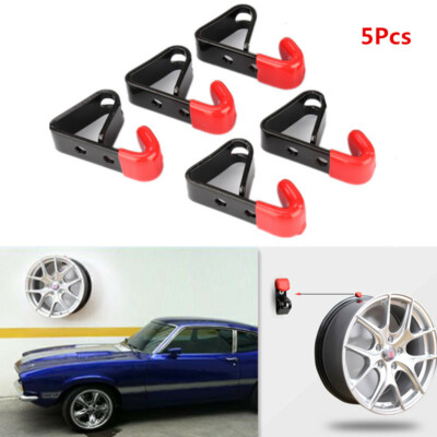 5Pc Car Tire Wheel Rim Hub 35kg Metal "J" Holder Hook Wall Mounted ...