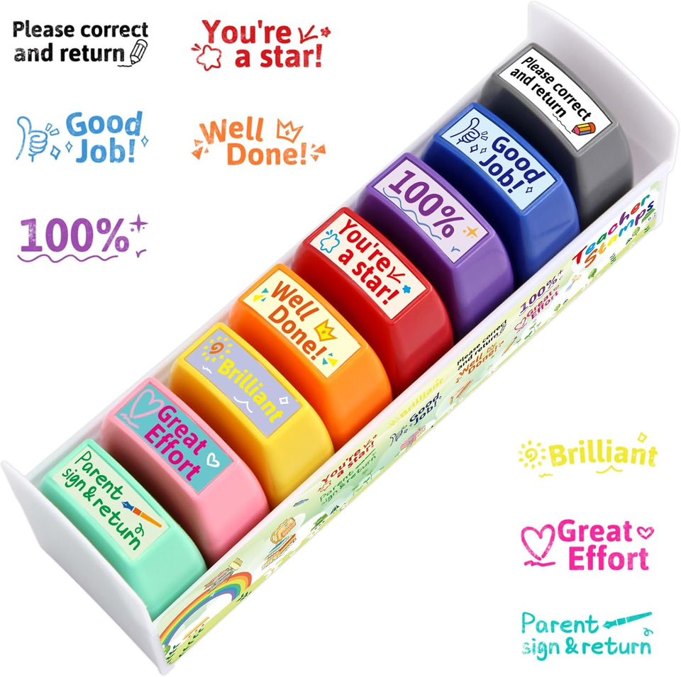 Teacher Stamps for Grading Motivational Teacher Self-Inking Stamp Set ...