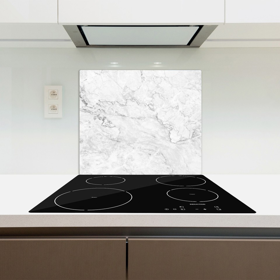 Tempered Glass Worktop Saver White Marble Stone Texture Peel Stick ...