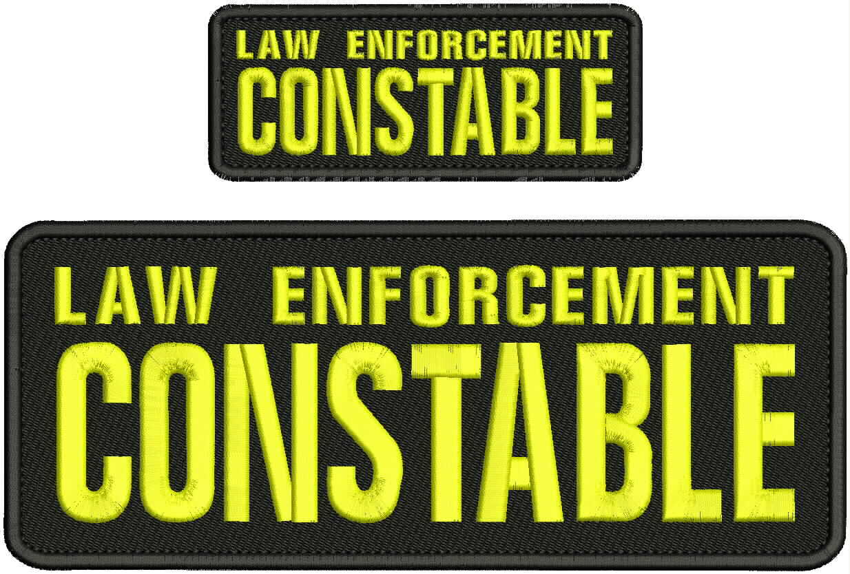 LAW ENFORCEMENT CONSTABLE EMB PATCH 4X10 & 2X5 HOOK ON BACK BLK/YELLOW ...