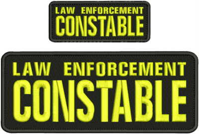 LAW ENFORCEMENT CONSTABLE EMB PATCH 4X10 & 2X5 HOOK ON BACK BLK/YELLOW ...