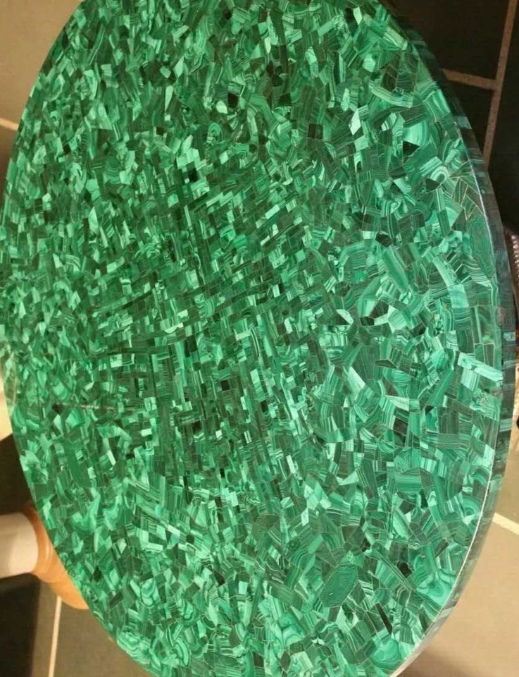 24" Round Green Malachite Center Tabletop Luxury Mosaic Gemstone ...