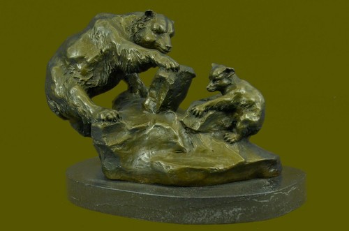 Western Art Charles Russell Black Bear Mother Cub Bronze Statue ...