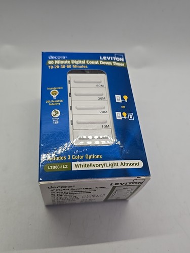 NEW Leviton LT-860-1LT - 60 MIN Countdown Timer Switch Light White ...