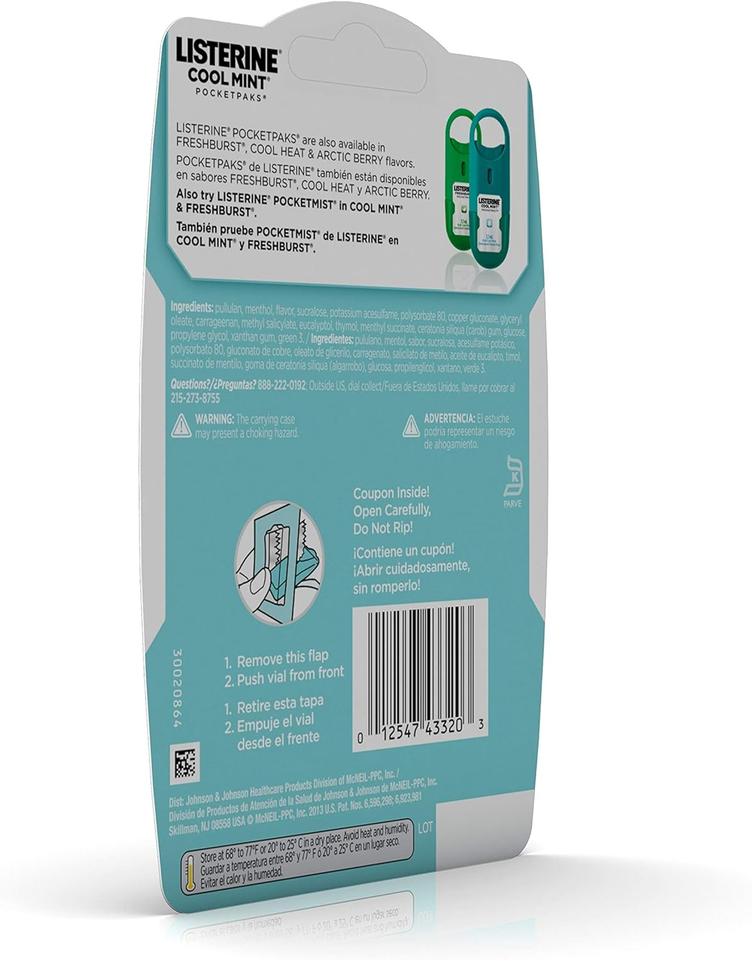 Listerine - Pocketpaks, Oral Care Strips, Cool Mint - 72 Strips | eBay UK