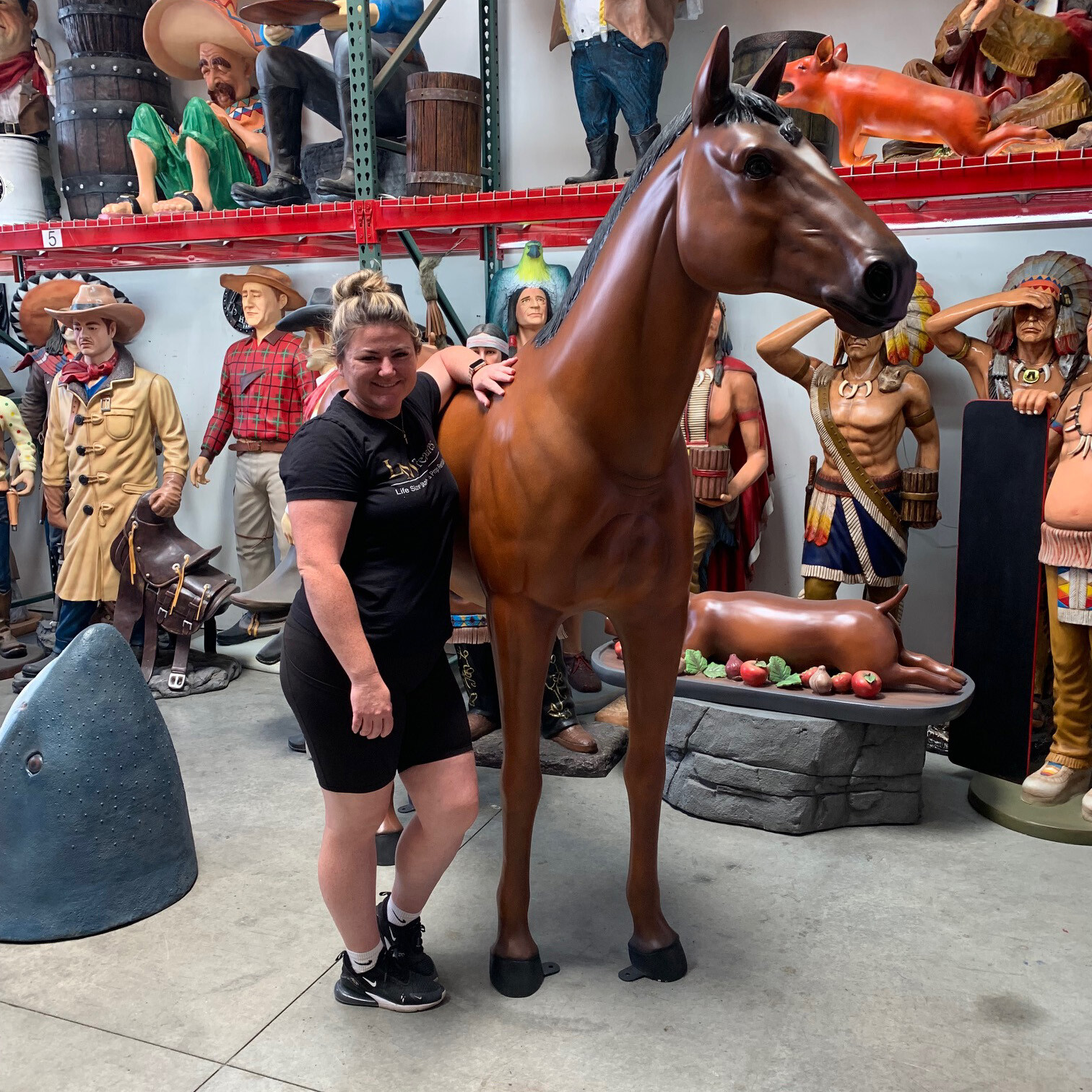 Standing Chestnut Horse Life Size Resin Statue Farm Animal Prop Display ...