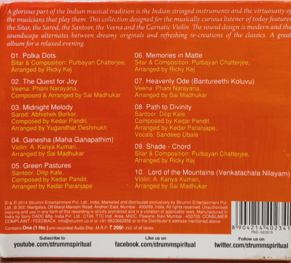 Magnificent Indian Strings - Indian Classical Instrumental Audio CD Sitar, Sarod | eBay